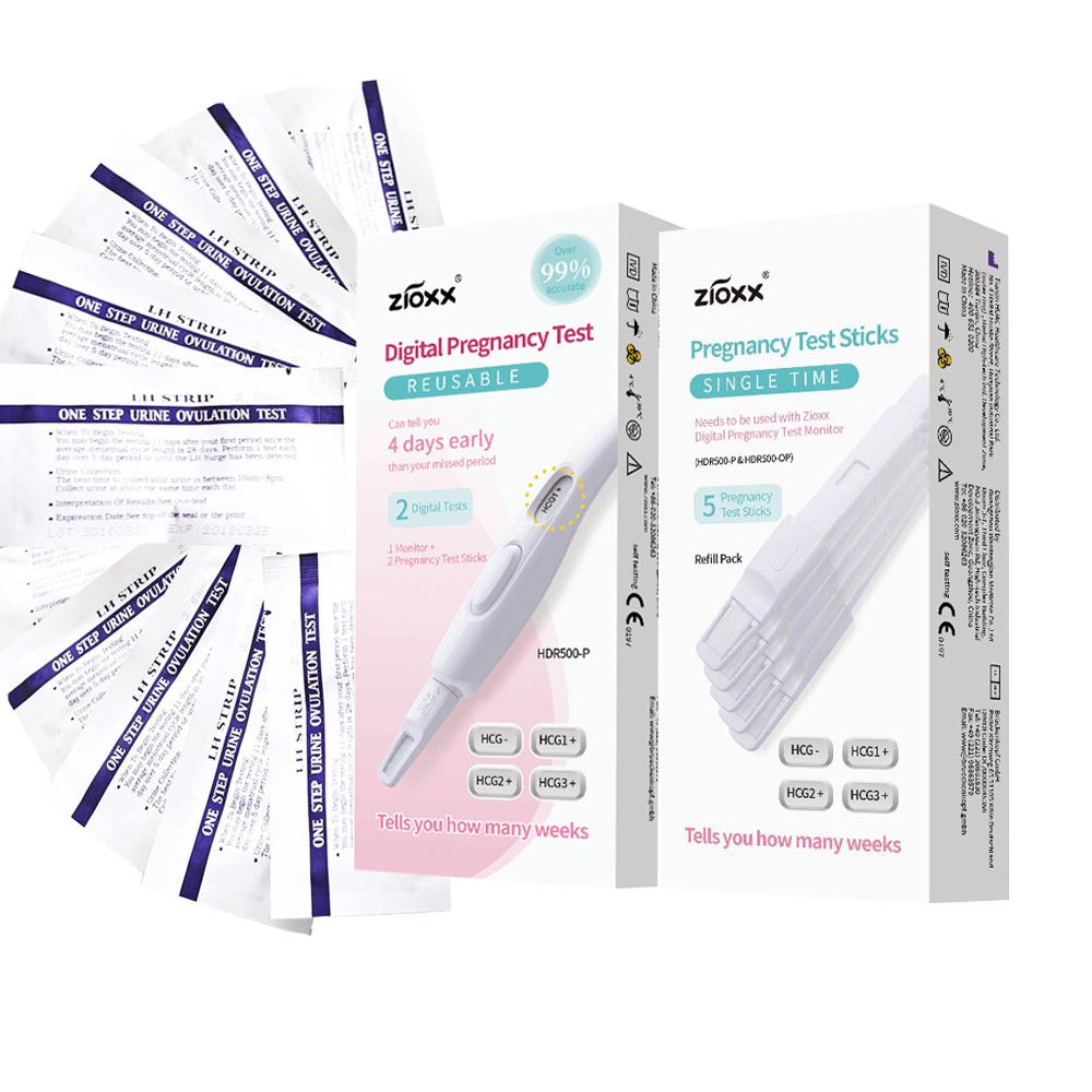 Zioxx Fertility Test Kit Digital Pregnancy and Ovulation Tests 7+50...
